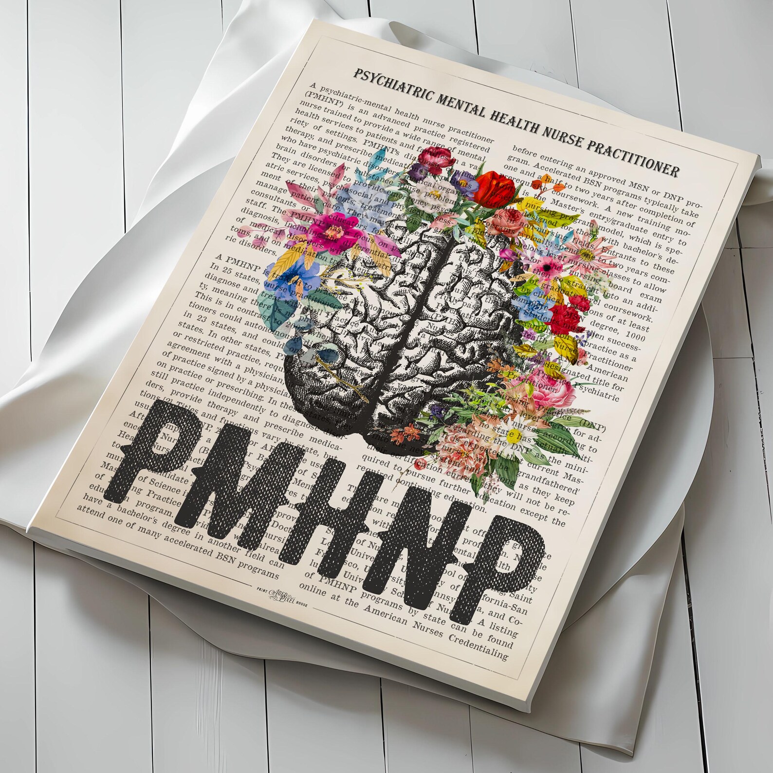 PMHNP With Flowers Print, Psychiatric Mental Health Nurse Practitioner ...
