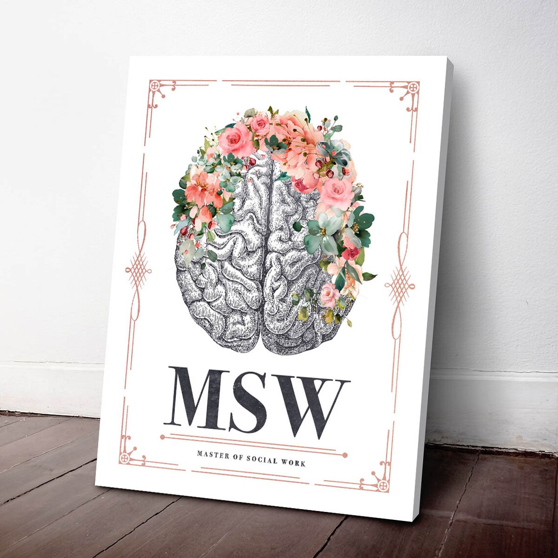 MSW With Flowers Print Master of Social Work Gift Social - Etsy