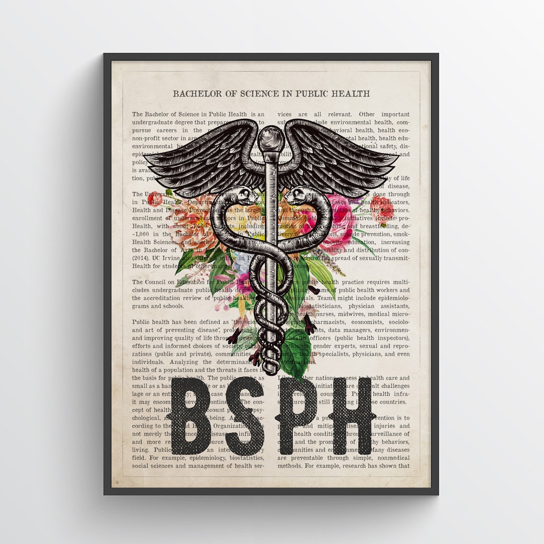 BSPH With Flowers Print, Bachelor of Science in Public Health Gift Idea ...