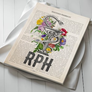 RPH With Flowers Print, Registered Pharmacist Gift, Gifts for ...