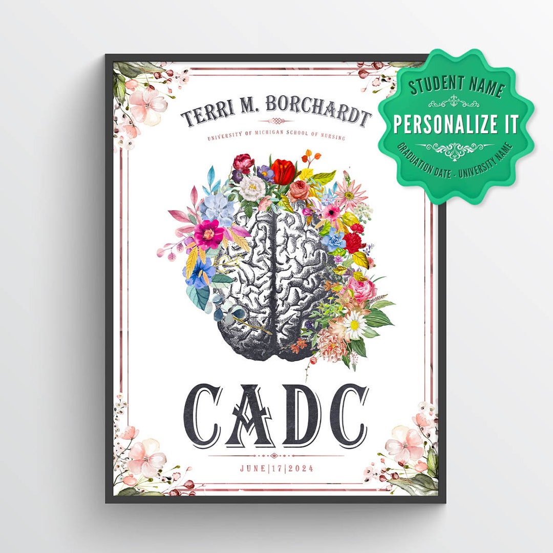 Custom CADC Graduation Print, Certified Alcohol and Drug Counselor Gift ...