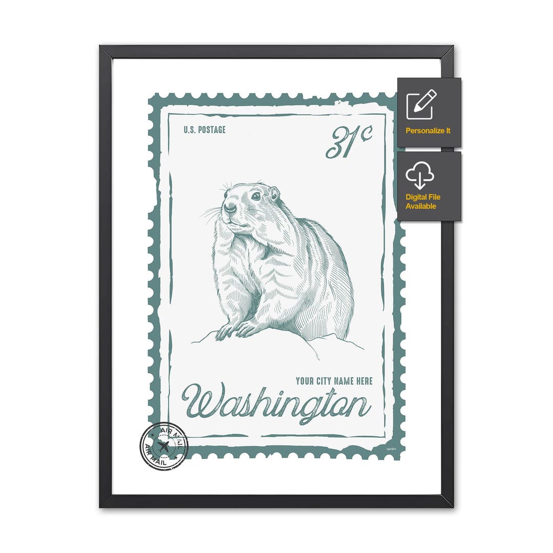 Delaware State Postage Stamp Print | Vintage Olympic Marmot Poster ...