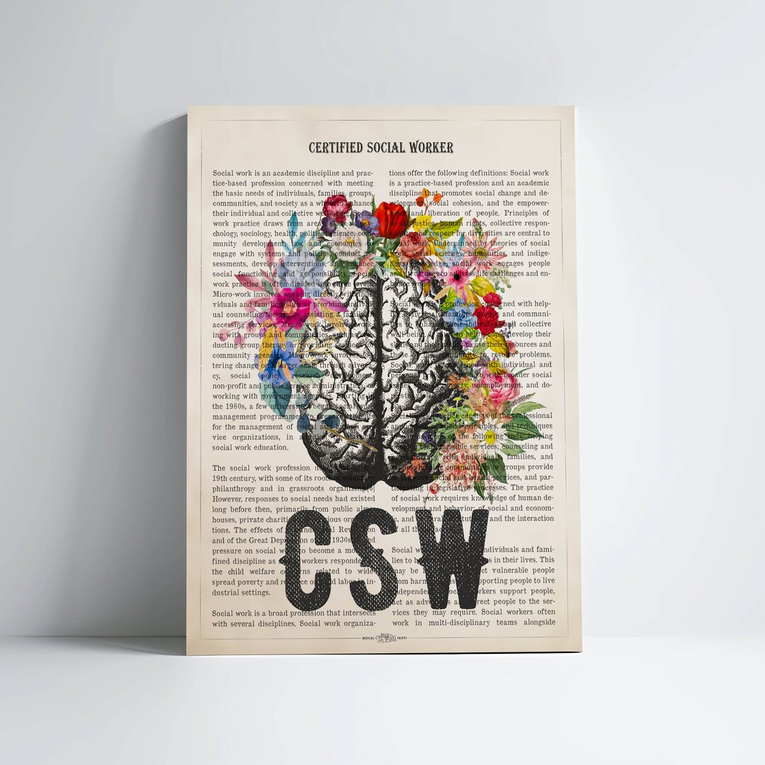 CSW With Flowers Print, Certified Social Worker Gift, Gifts for Social ...