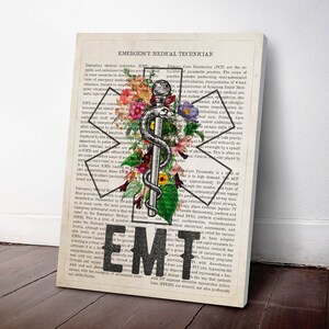 EMT With Flowers Print, Emergency Medical Technician Gift, EMT ...