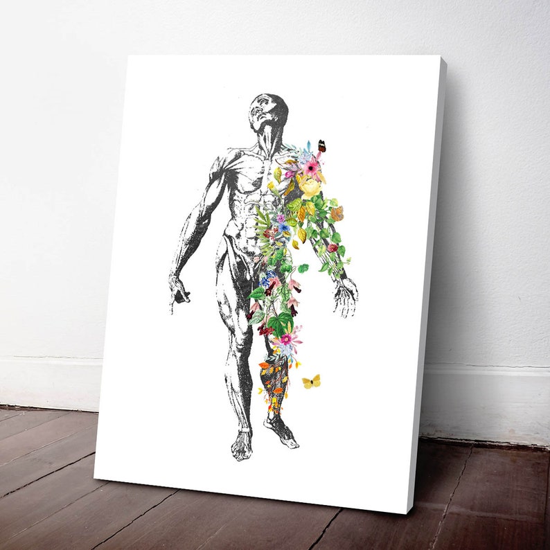 Human Body Anatomy Print, Human Body Flower Art, Doctor Office Decor ...