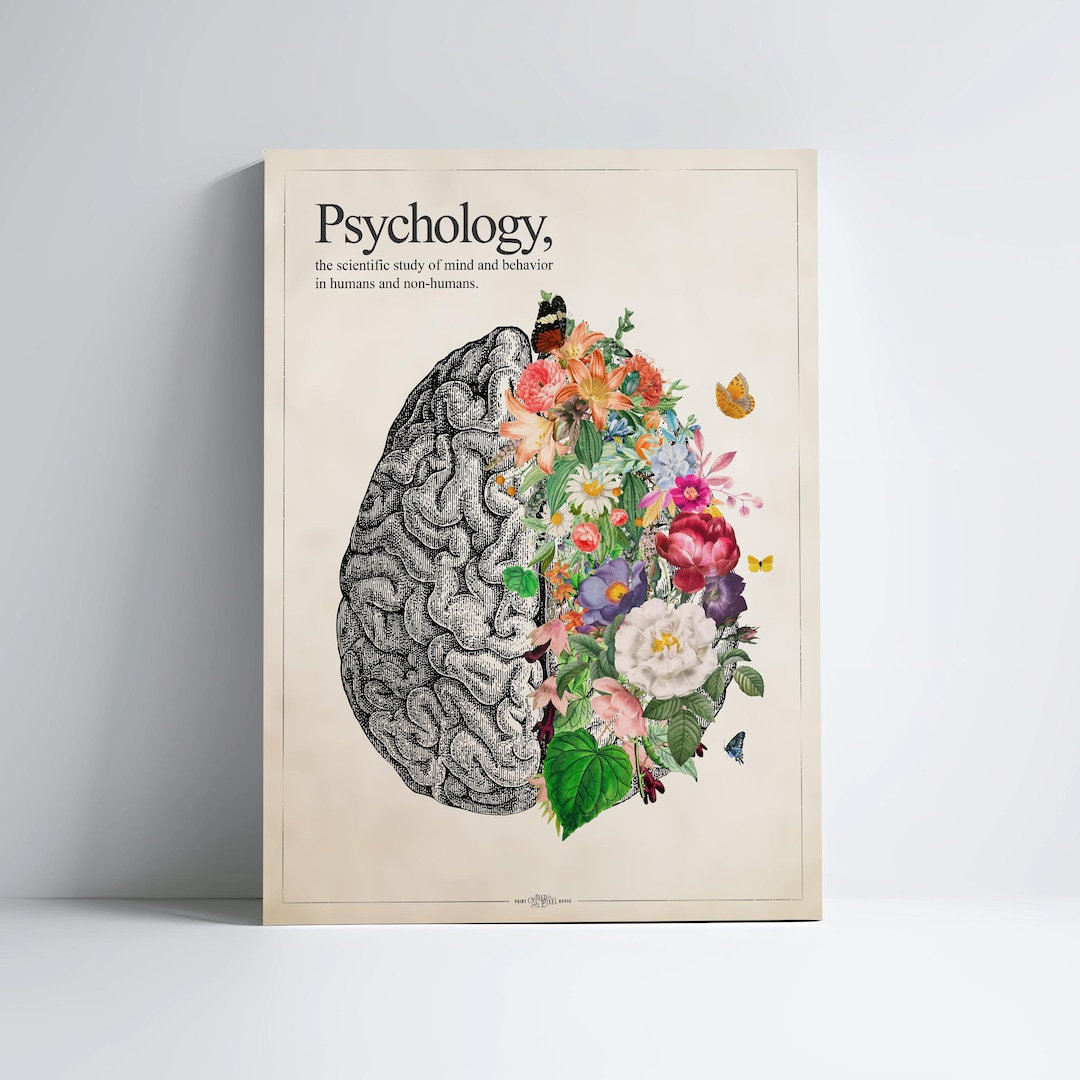 Psychology Print, Gift for Psychologist, Mental Health Poster, Cerebrum ...