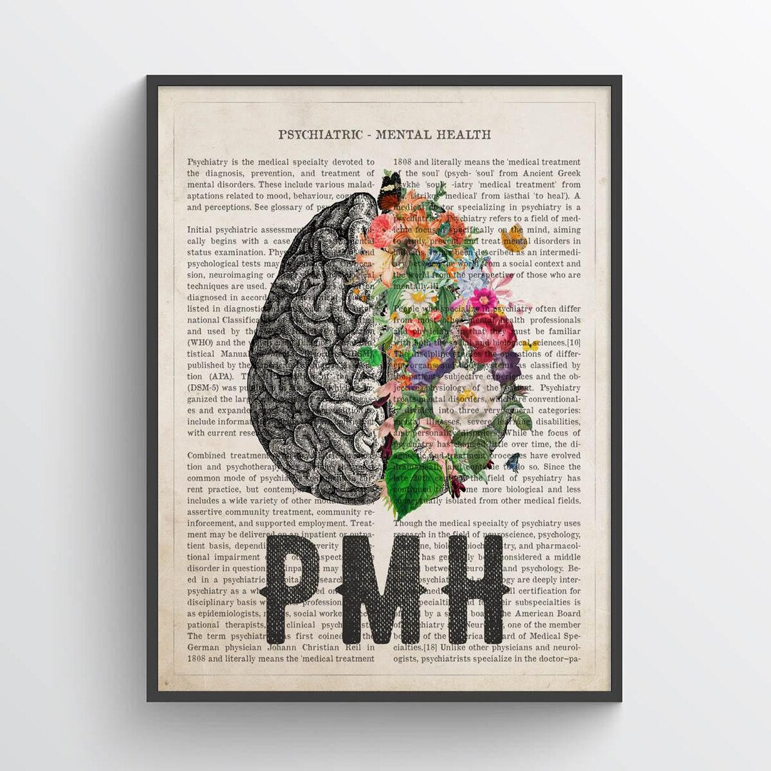 PMH With Flowers Print, Psychiatric Mental Health Gift, Psychiatrists ...
