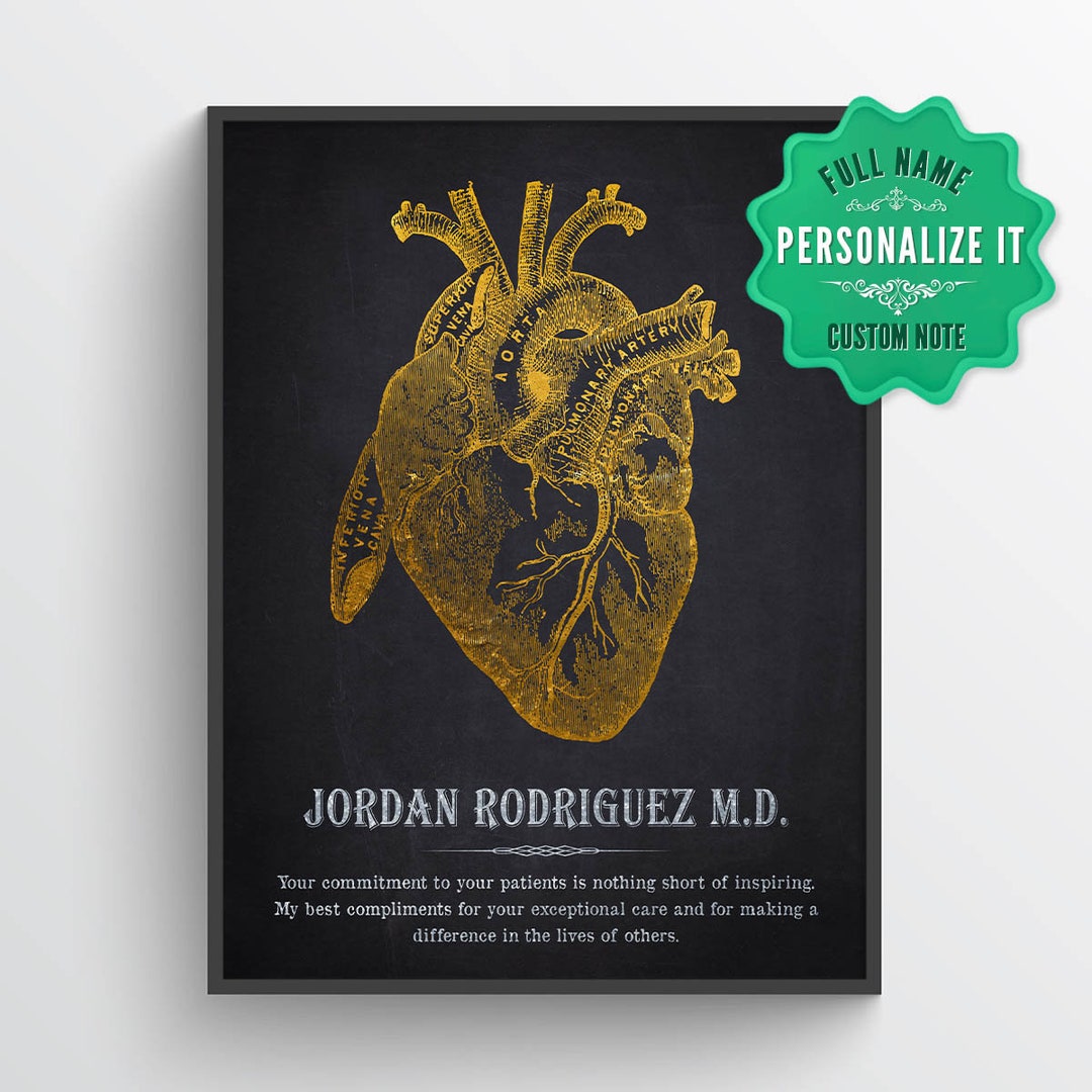 Personalized Heart Anatomy Print, Cardiologist Appreciation Gift, Heart ...