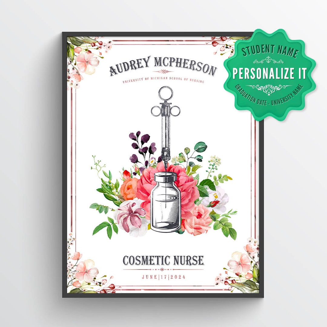 Custom Vial and Syringe Graduation Print, Aesthetic Nurse Specialist ...