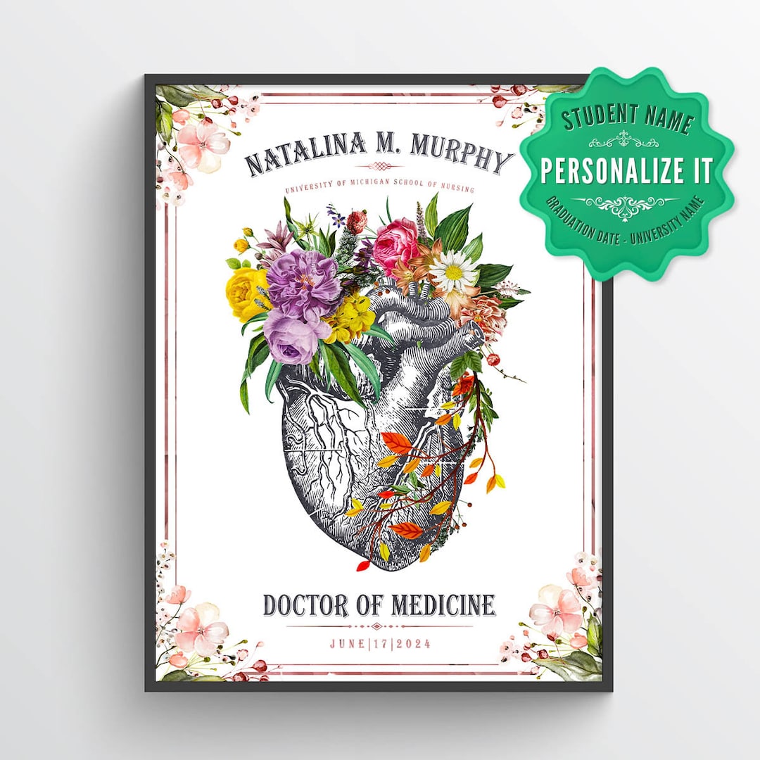 Custom Heart Anatomy Graduation Print, Medical Poster, Cardiologist ...