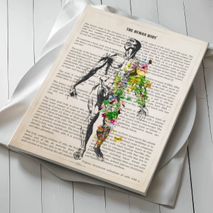 Human Body Anatomy Print, Human Body Flower Art, Doctor Office & Clinic ...