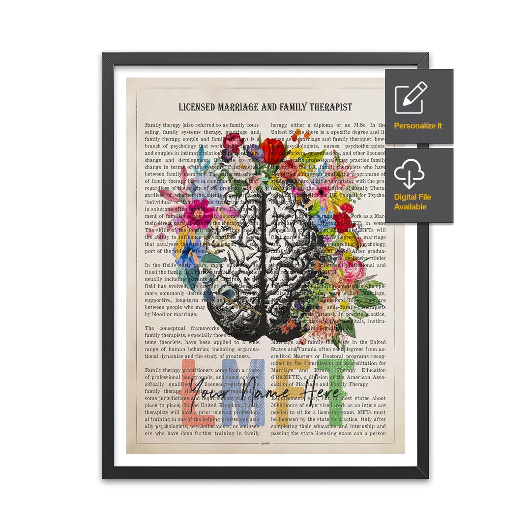 Personalized LMFT Cerebrum Flower Print for Licensed Marriage and ...