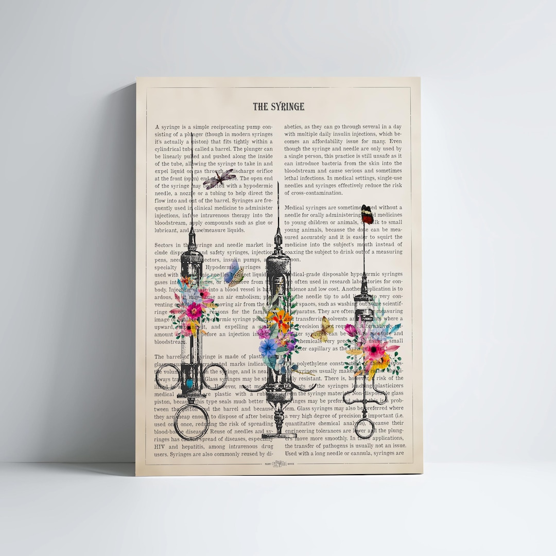Syringe With Flowers Print, Medical Art, Nurse Graduation Gift, Medical ...