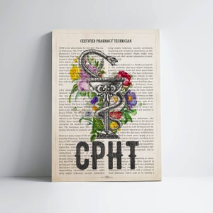 CPHT With Flowers Print, Certified Pharmacy Technician Gift, Gifts for ...