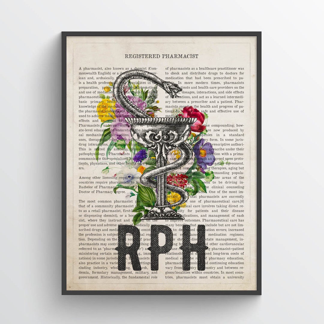 RPH With Flowers Print, Registered Pharmacist Gift, Pharmd Student ...