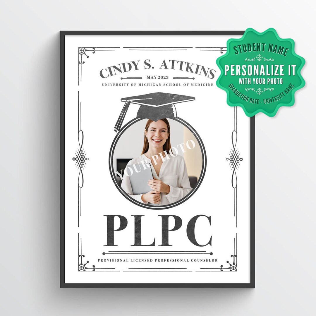 Custom PLPC Graduation Photo Print, Provisional Licensed Professional ...