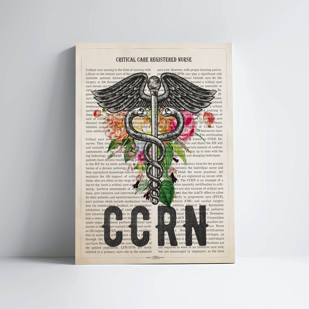 CCRN With Flowers Print, Critical Care Registered Nurse Gift, Gifts for ...