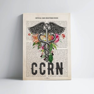 CCRN With Flowers Print, Critical Care Registered Nurse Gift, Gifts for ...