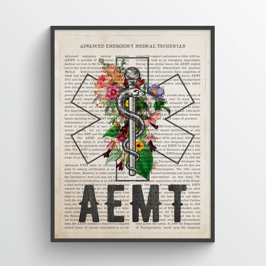 AEMT With Flowers Print, Advanced Emergency Medical Technician Gift ...