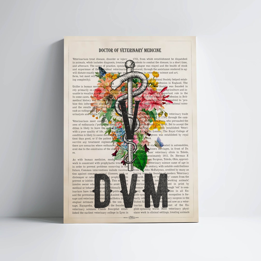 DVM With Flowers Print, Doctor of Veterinary Medicine Gift, Gifts for ...