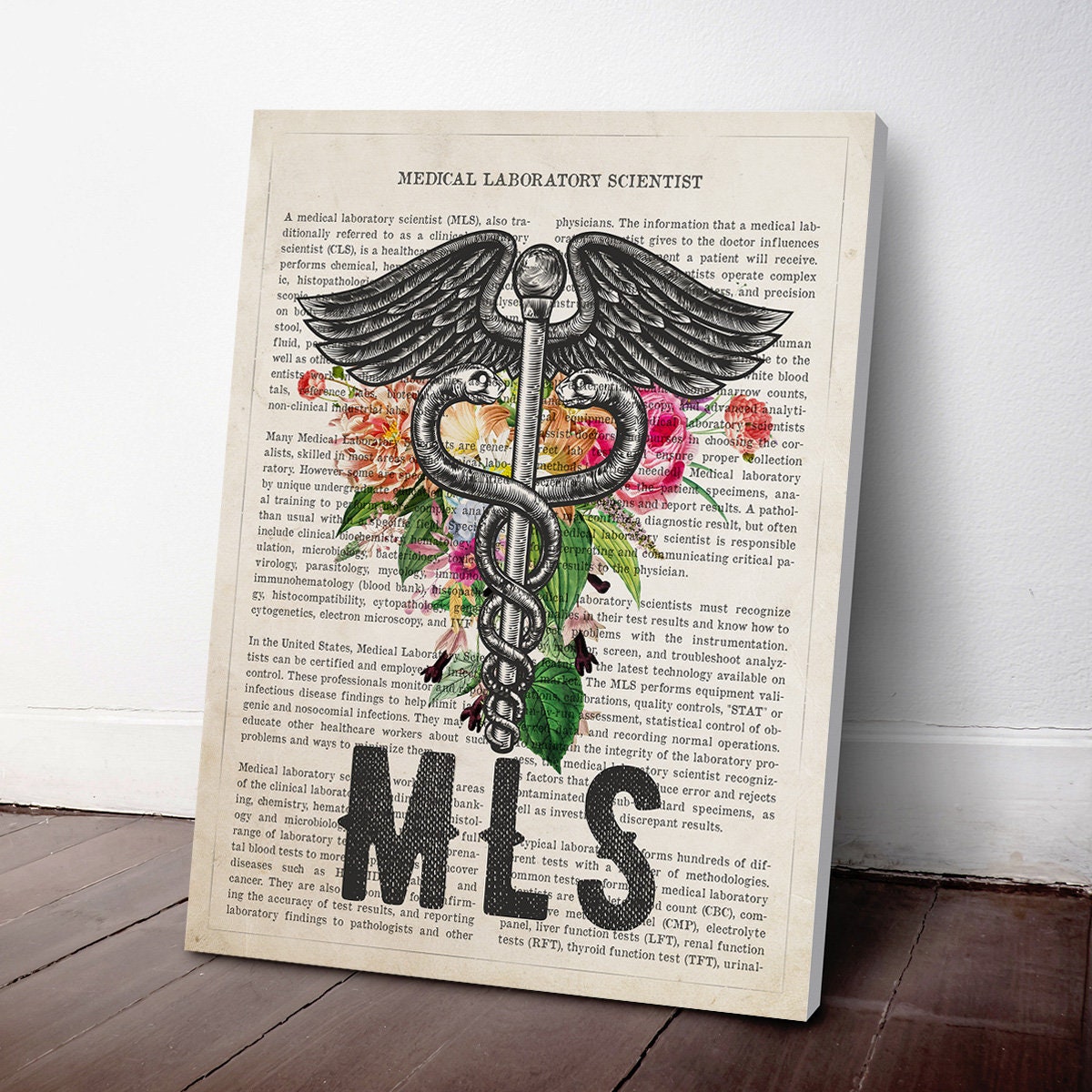 MLS With Flowers Print Medical Laboratory Scientist Gift | Etsy