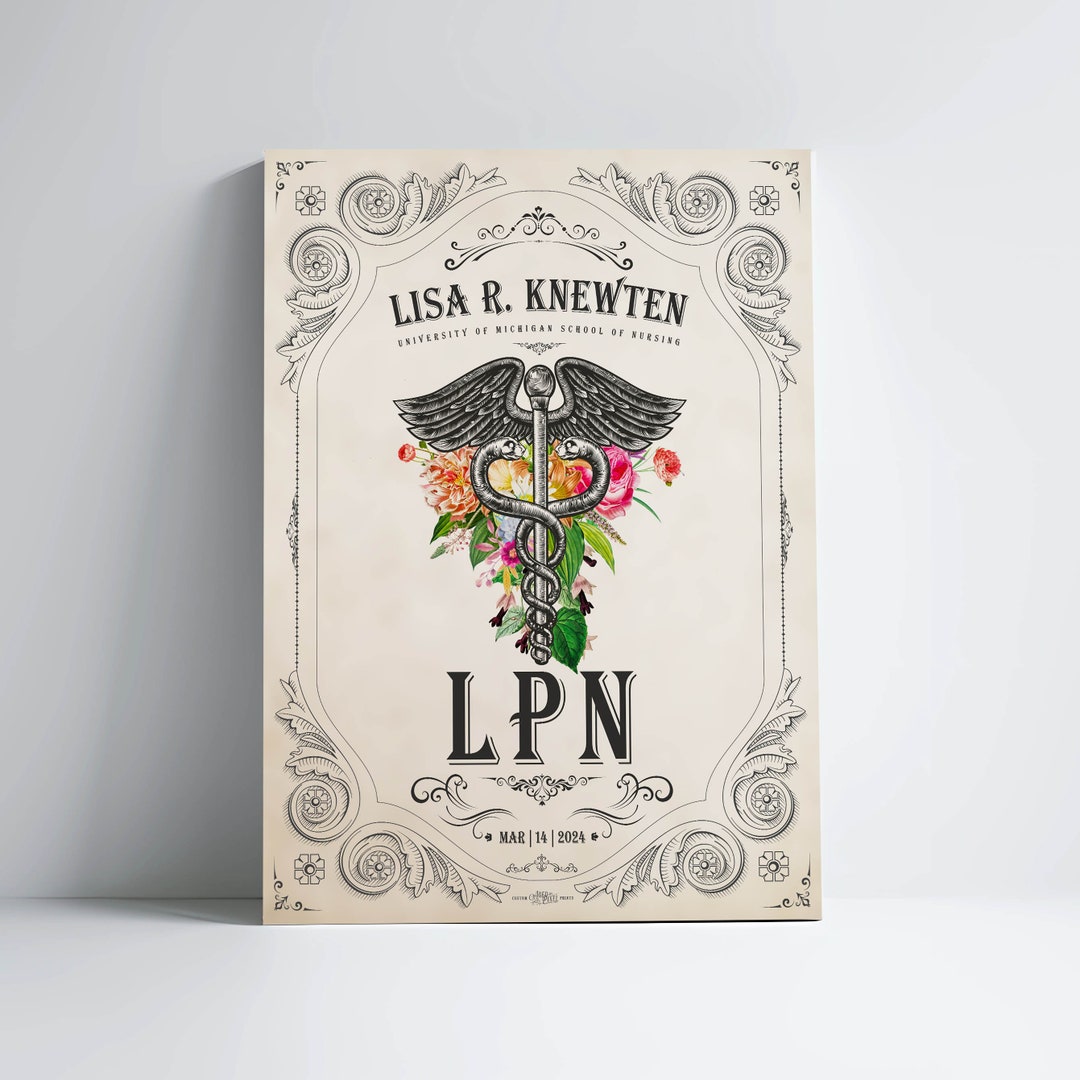 Custom LPN Graduation Print, Personalized Licensed Practical Nurse Gift ...