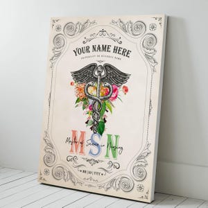 Personalized MSN Caduceus Flower Print for Master of Science in Nursing ...