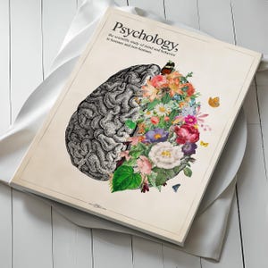 Psychology Print, Gift for Psychologist, Mental Health Poster, Cerebrum ...