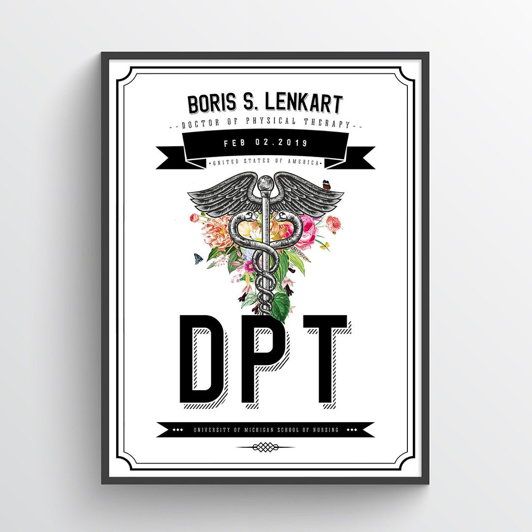 Personalized DPT With Flowers Print, Doctor of Physical Therapy Gift ...