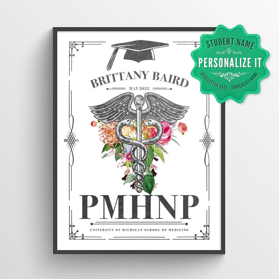 Personalized PMHNP With Flowers Print, Psychiatric Mental Health Nurse ...