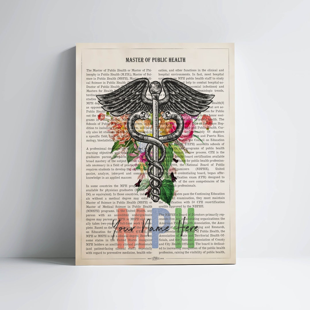 Personalized MPH Caduceus Flower Print for Master of Public Health ...
