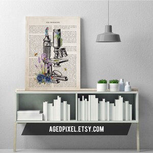 Microscope Art Print, Medical Decor, Science Art, Biology Art, Doctors ...