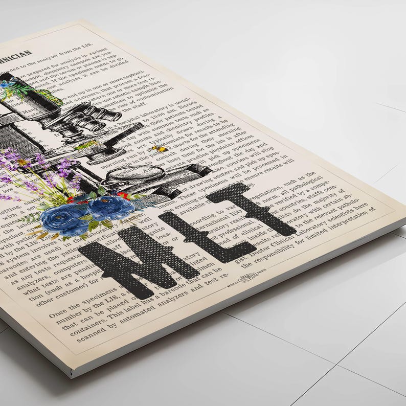 MLT With Flowers Print, Medical Laboratory Technician Gift, Gifts for MLT Graduation, Clinical ...