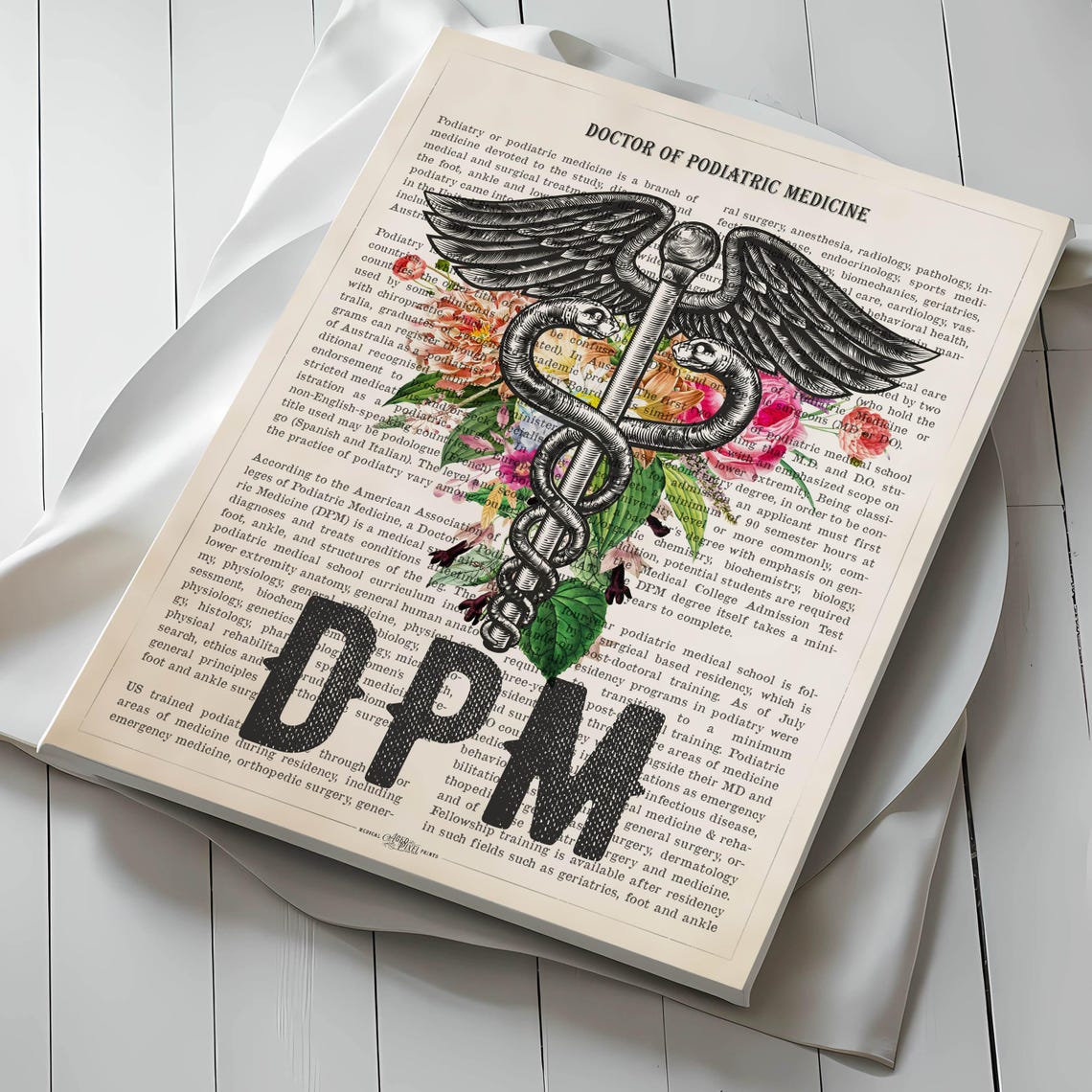 DPM With Flowers Print, Doctor of Podiatric Medicine Gift, Gifts for ...