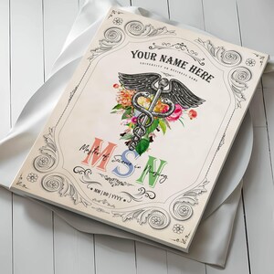 Personalized MSN Caduceus Flower Print for Master of Science in Nursing ...