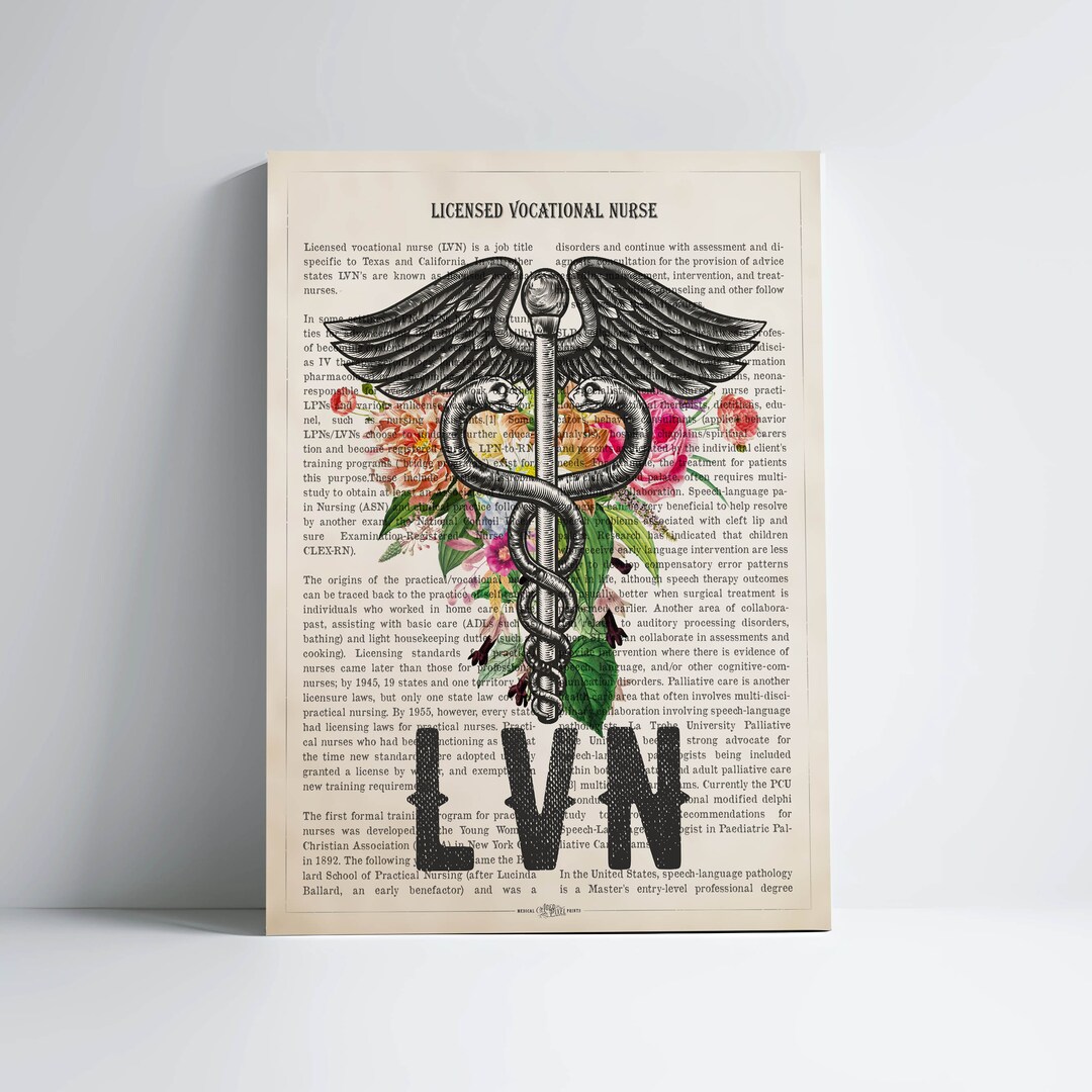 LVN With Flowers Print, Licensed Vocational Nurse Gift, Graduation Gift ...