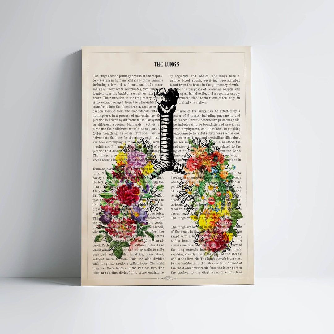 Lungs With Flowers Anatomy Print, Lung Art, Respiratory Therapy Gift ...