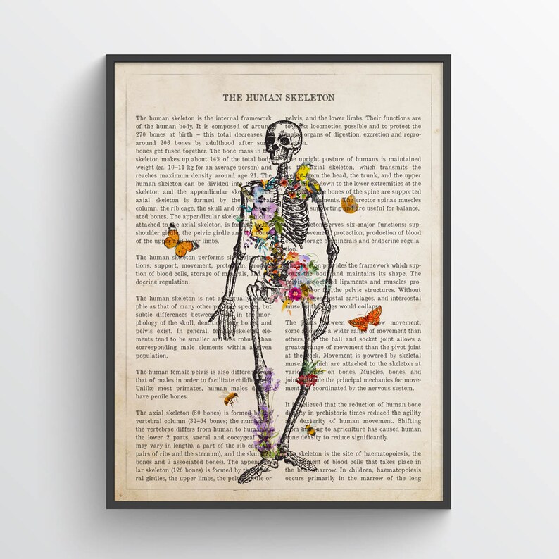 Skeleton Anatomy Print Human Body Flower Art Doctor Office - Etsy