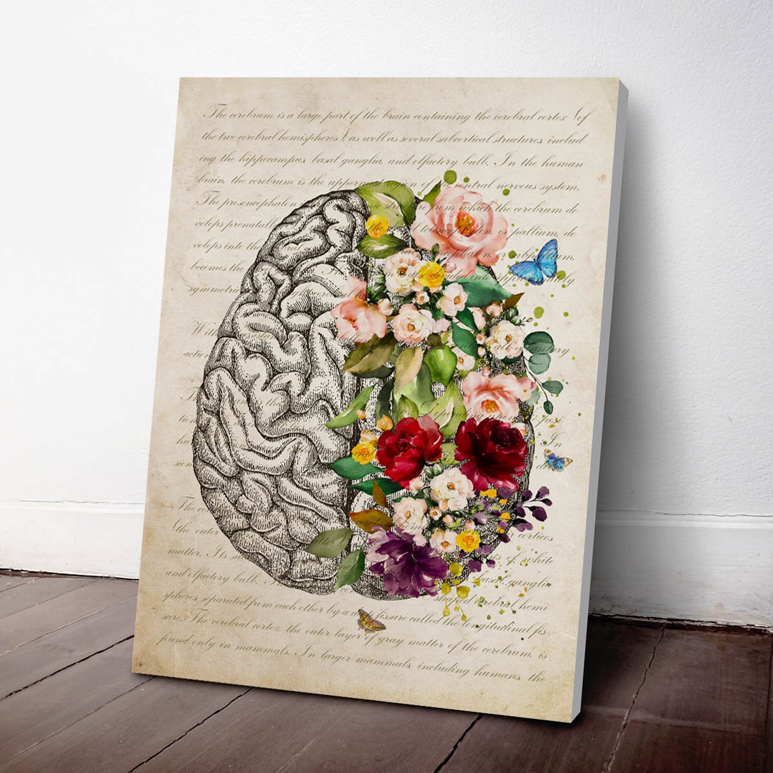 Brain Art Flower Anatomy Print Psychology Neurologist Gift | Etsy