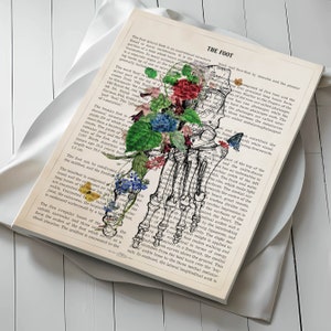 Foot Art Anatomy Flower Print, Gifts for Physical Therapist Graduation ...
