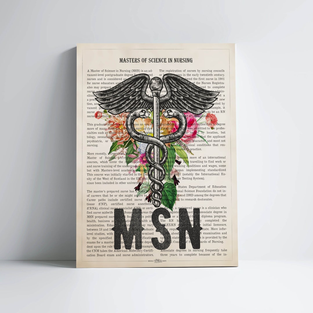 MSN With Flowers Print, Masters of Science in Nursing Gift, Gifts for ...