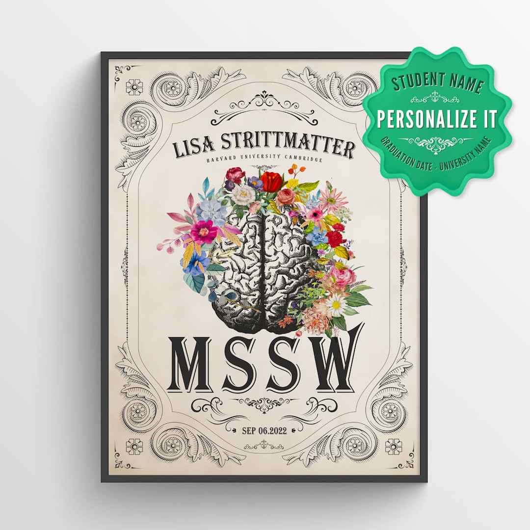 Personalized MSSW With Flowers Print, Master of Science in Social Work ...