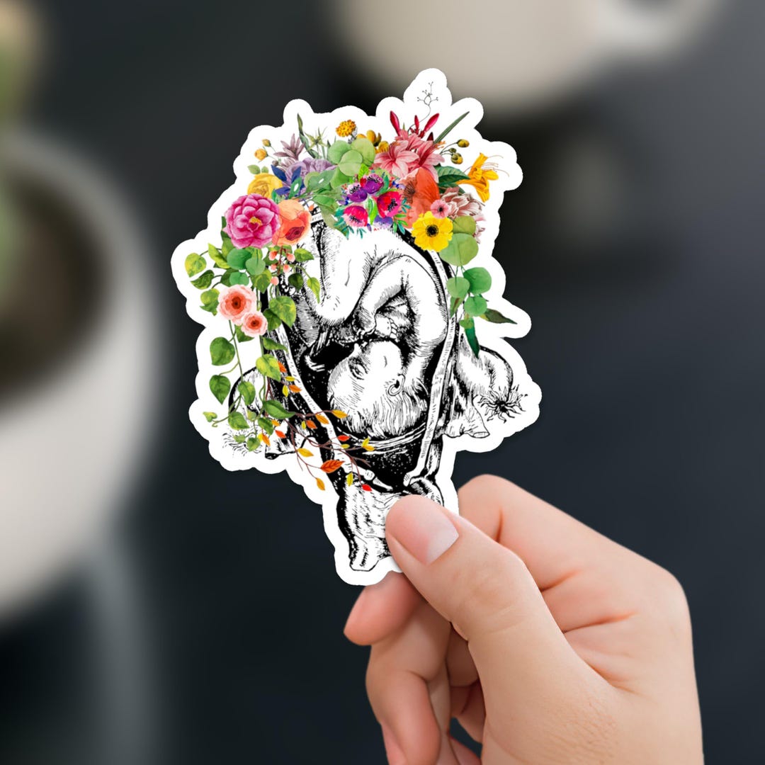 Fetus Anatomy Sticker for Gynecologist Anatomical Embryo With Flowers ...