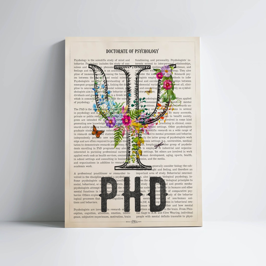 PHD With Flowers Print, Doctorate of Psychology Gift, Gifts for ...