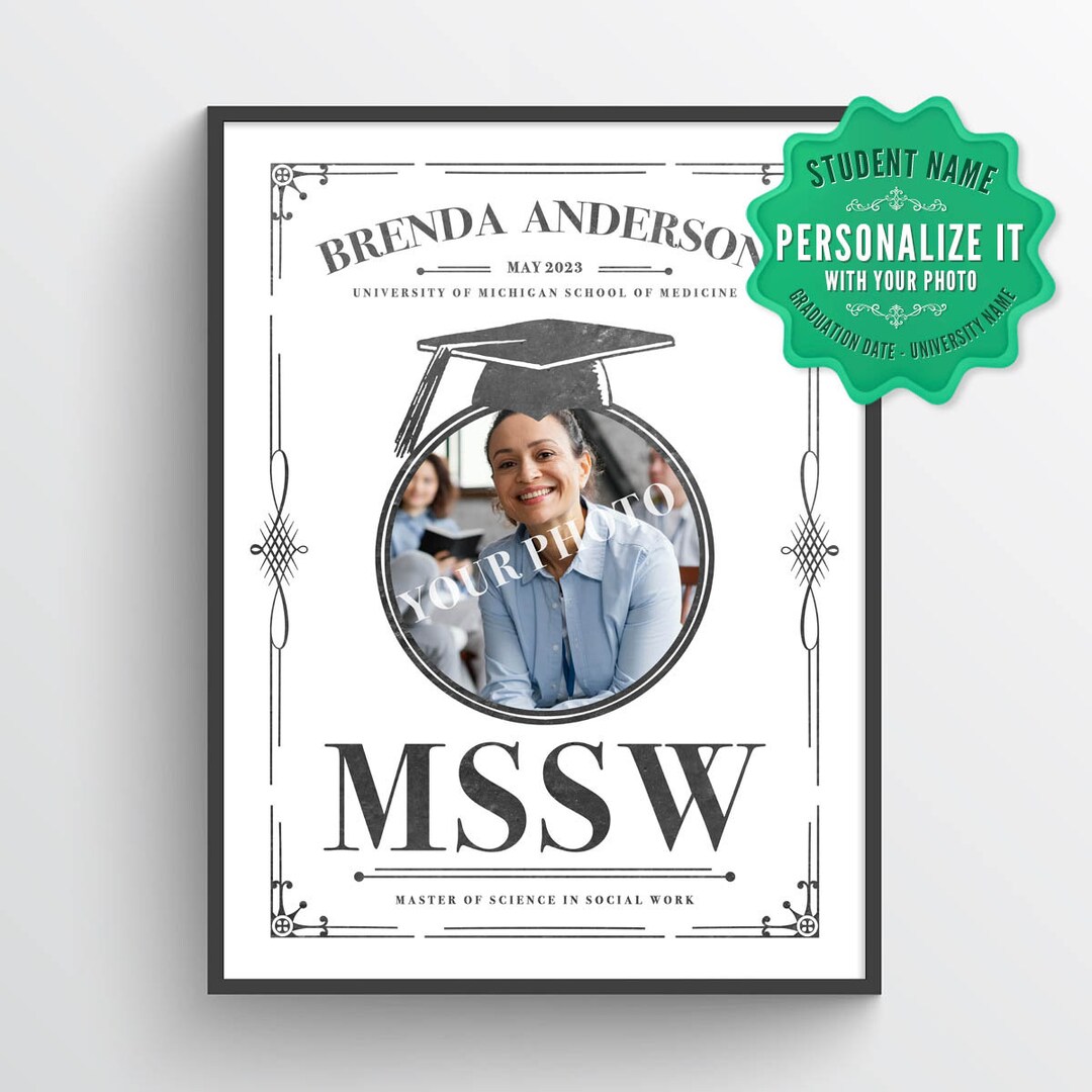 Custom MSSW Graduation Photo Print, Master of Science in Social Work ...