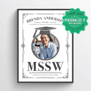 Custom MSSW Graduation Photo Print, Master of Science in Social Work ...