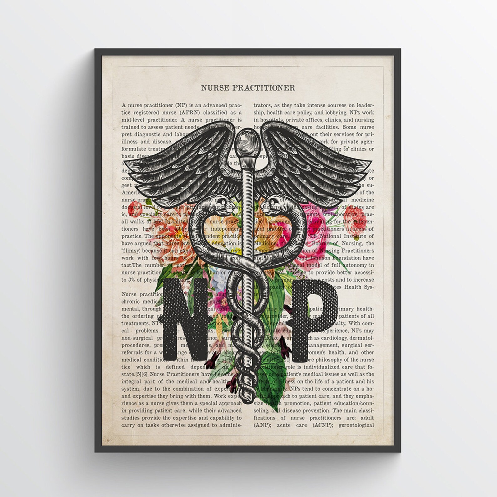 NP With Flowers Print Nurse Practitioner Gift Registered - Etsy