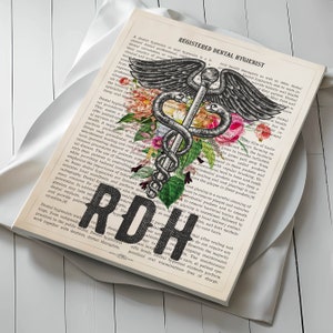 RDH With Flowers Print, Registered Dental Hygienist Gift, Oral ...