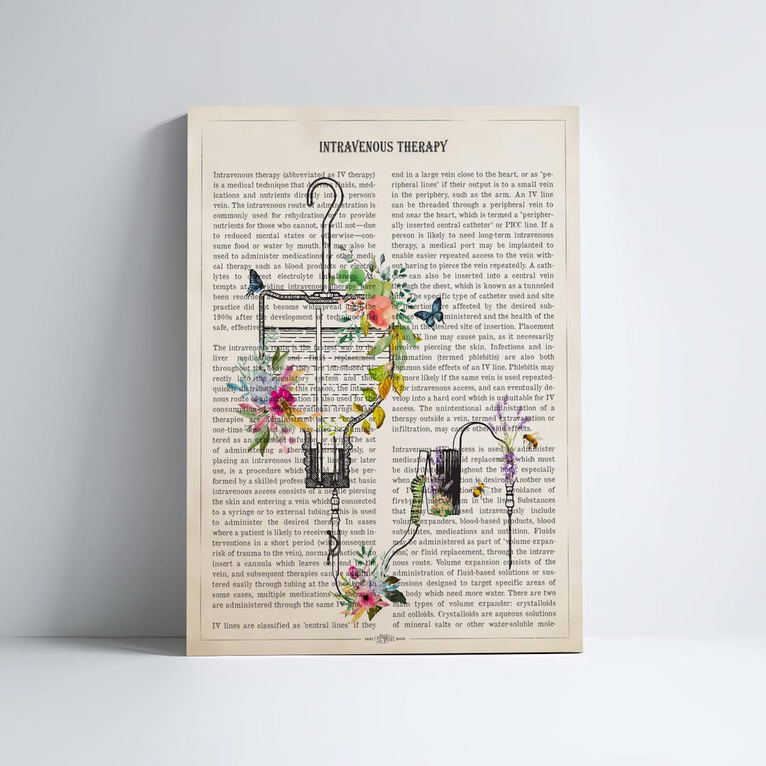 IV Bag Flower Print, Intravenous Injection Poster, Gift for Nurse ...