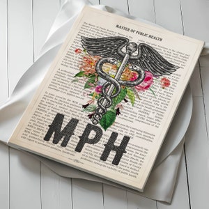 MPH With Flowers Print, Master of Public Health Present, Public Health ...